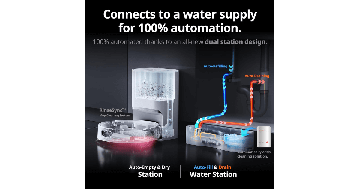 SwitchBot S10 Robot Vacuum and Mop: Connects to Plumbing for Added ...